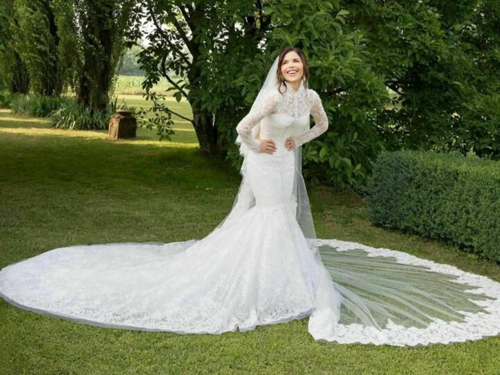 Zoom sur...la robe sirène perlée ultra chic de Mel B pour son mariage ...